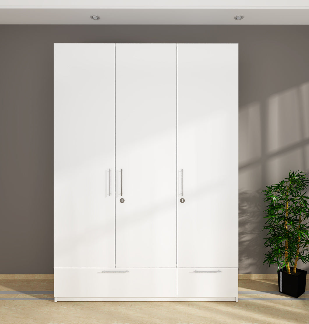 White triple door wardrobe store