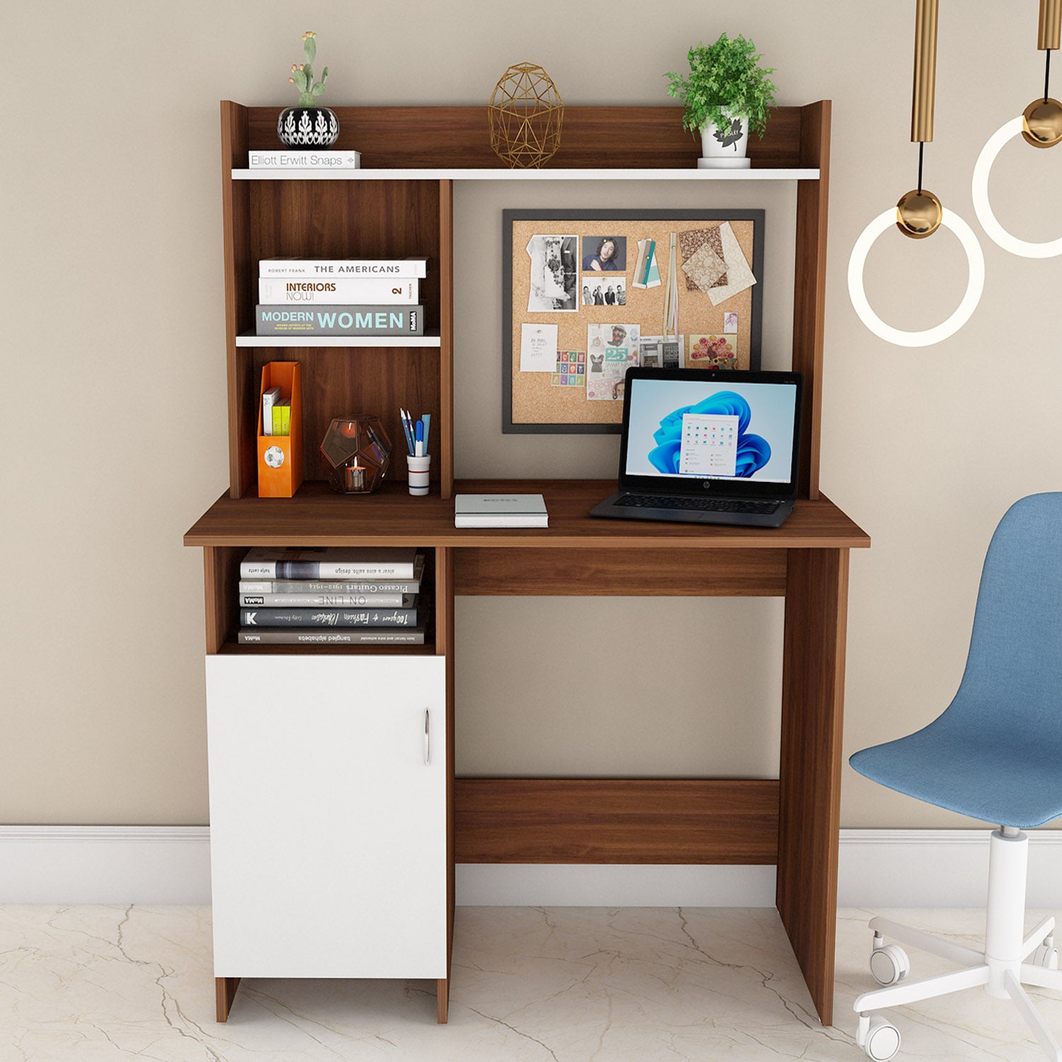 Ocus Study Table | Walnut and Frosty White