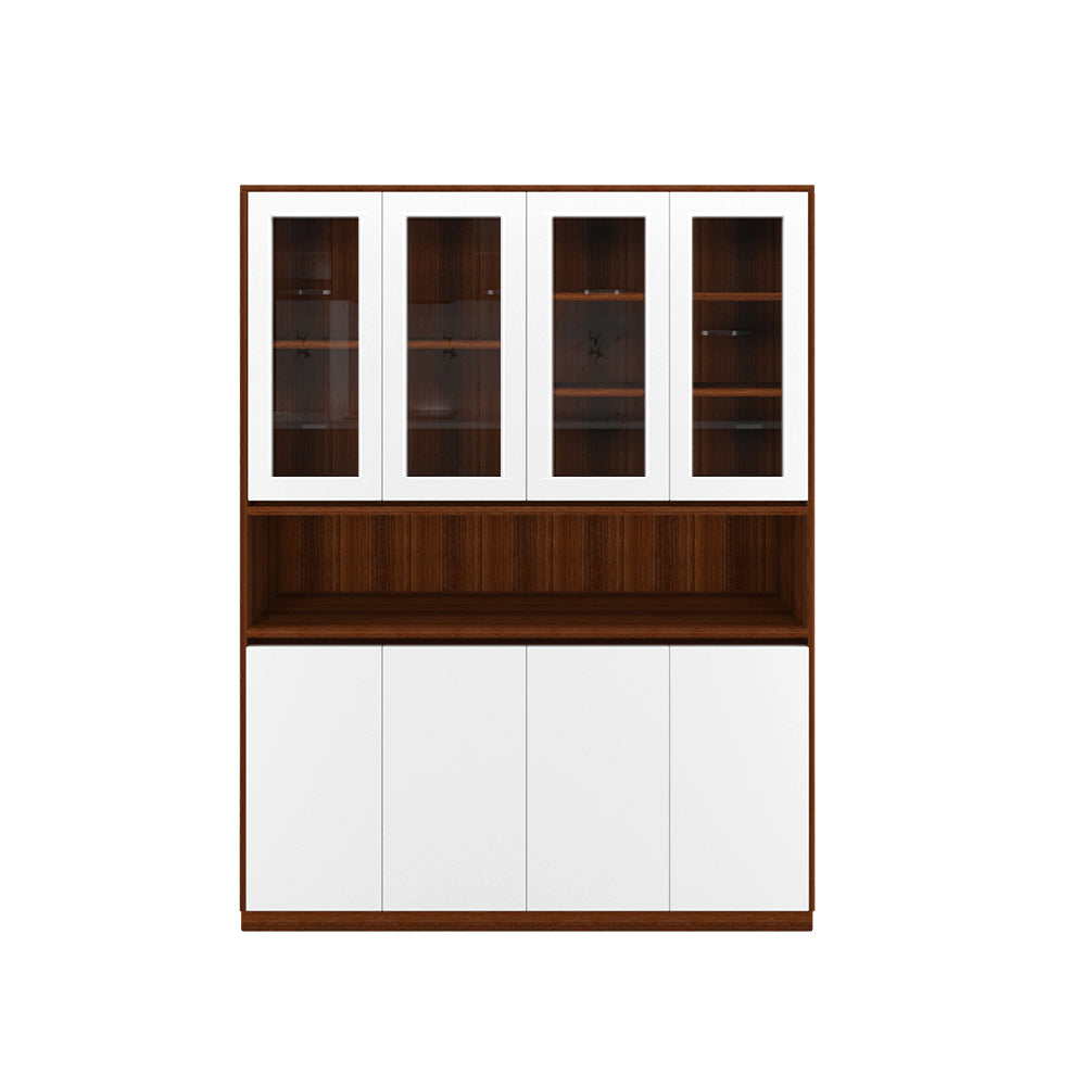 Elegant Crockery Unit Walnut and Frosty White