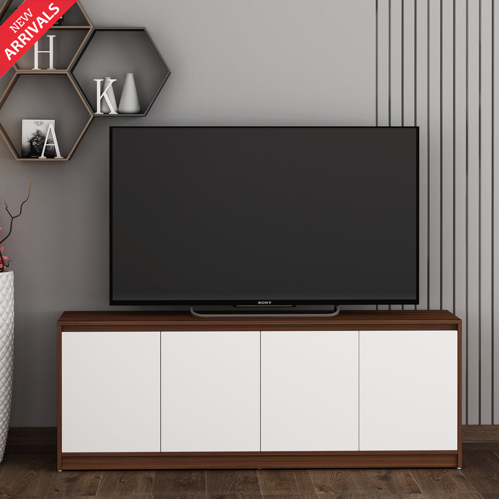Modena TV Unit- Walnut & Frosty White