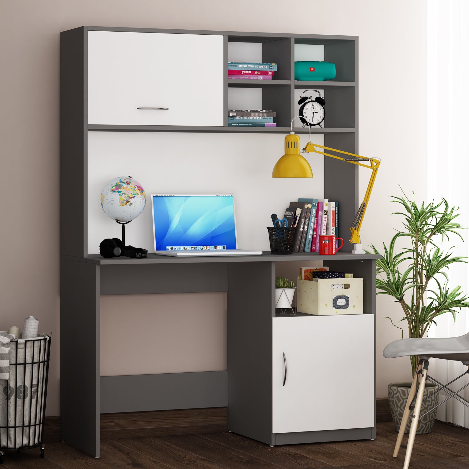 Passion Study Table | Grey and Frosty White