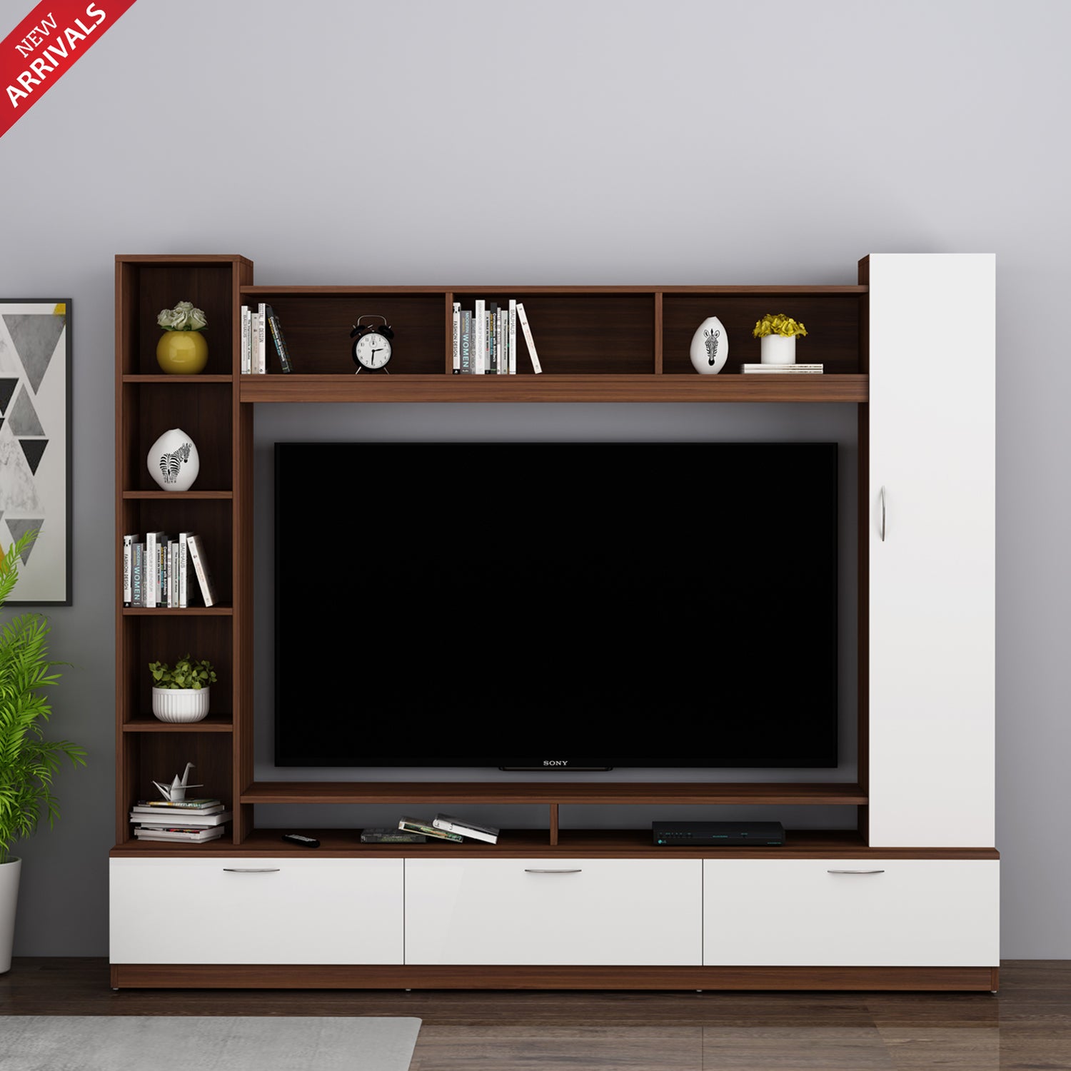 Berlin TV Unit | 65 Inch TV | Walnut and Frosty White