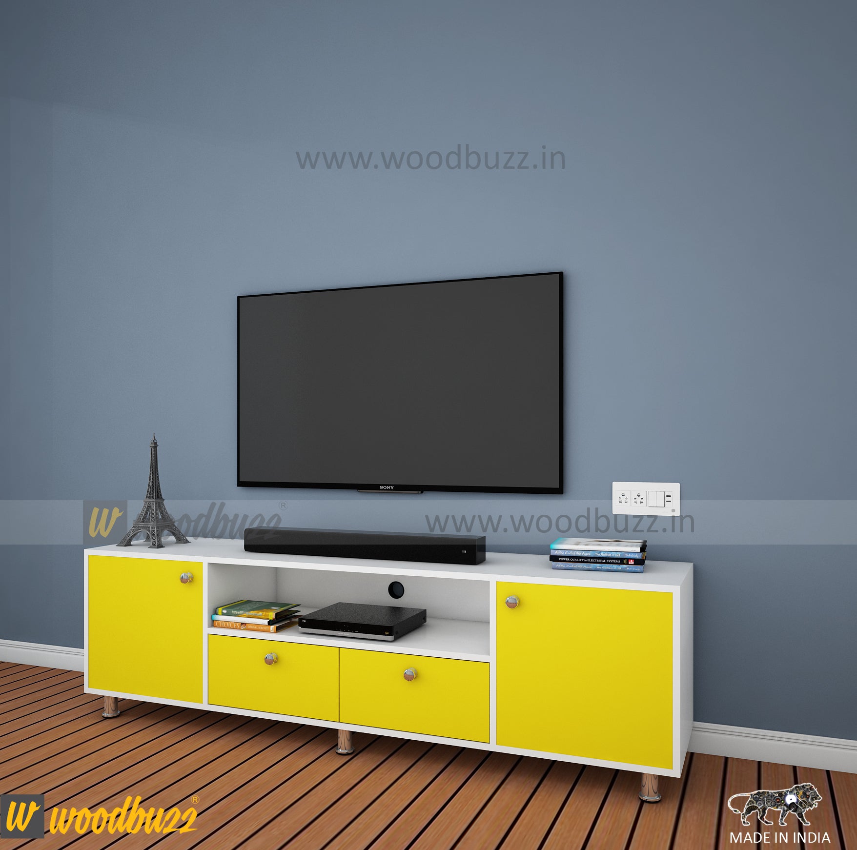 Yellow tv unit store