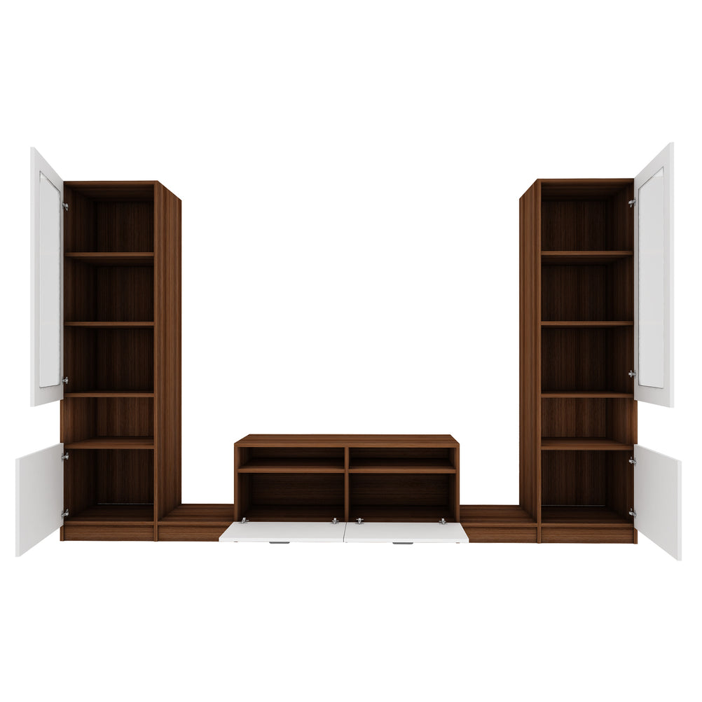 Fira TV Unit | 65 Inch TV | Walnut and Frosty White